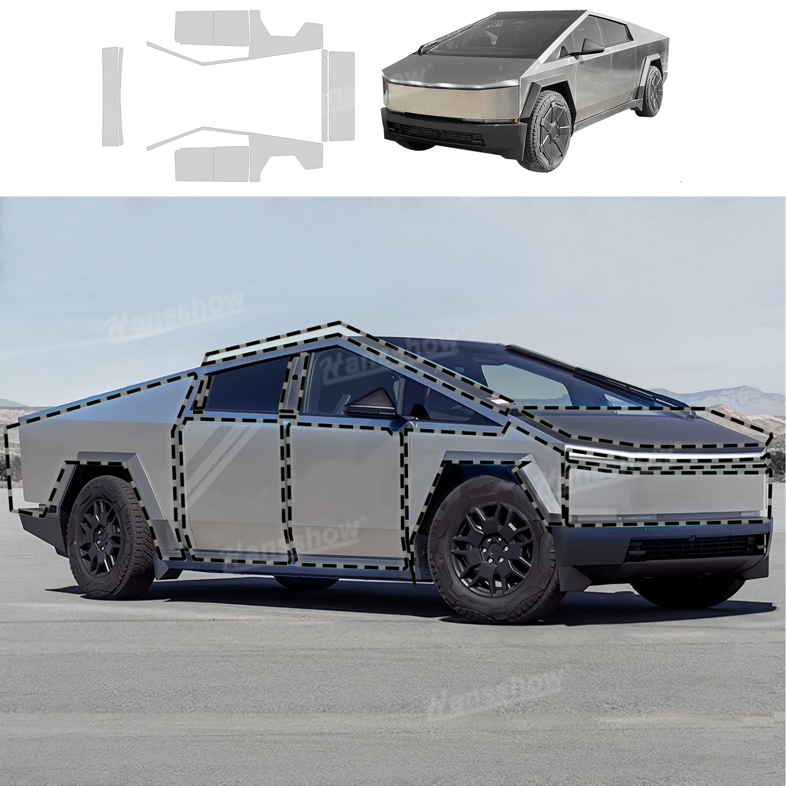 Cybertruck PPF Protection Clear Kit-Wrap Invisible Pre-cut Full Covera ...