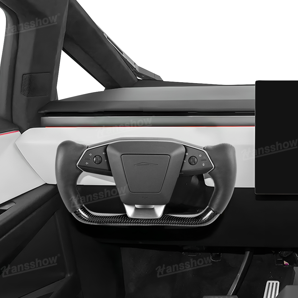 Cybertruck Yoke Steering Wheel With Nappa Black Leather Heated Grips T ...