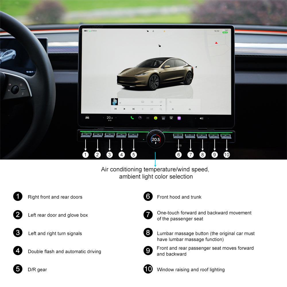 Center Console Physical Control Button Multiple Functions for Tesla Mo ...