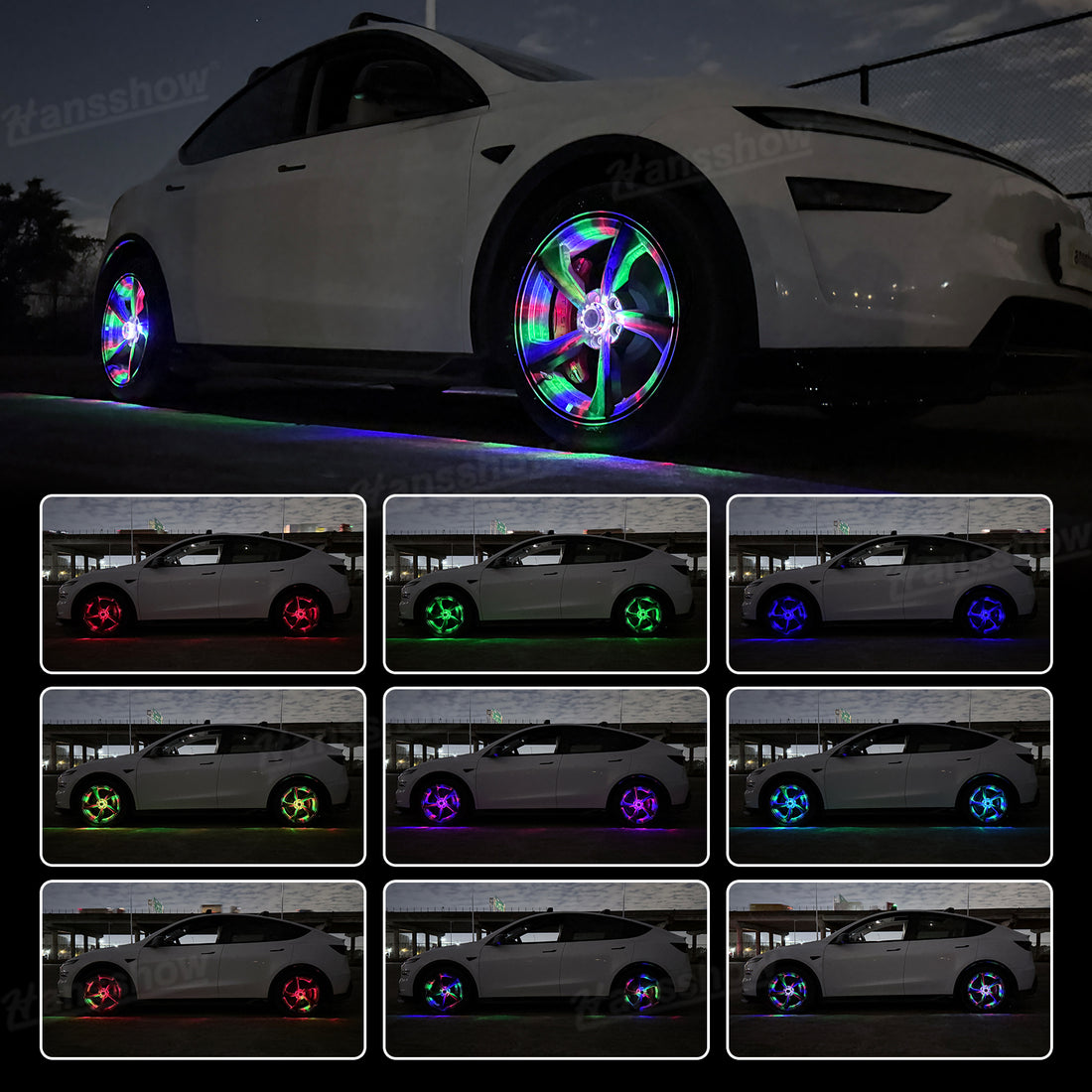 Model Y Juniper Wheel Hub Lights Solar RGB Ambient Lighting for 19 Inc ...