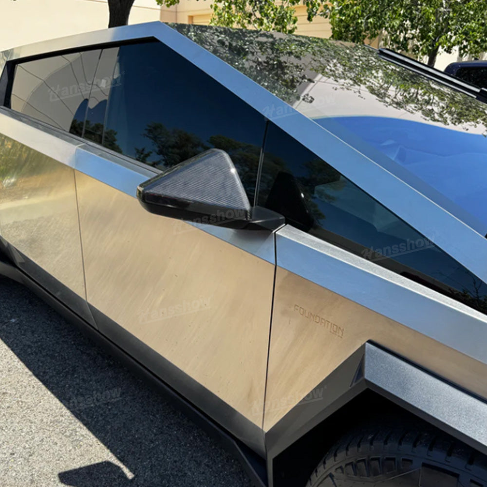 Tesla Cybertruck Real Carbon Fiber Side View Mirror Cap Overlays Rearv ...