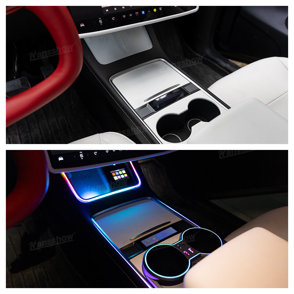 Model Y/3 Center Console Ambient Light with Cup Holder HUB Adapter Kit ...