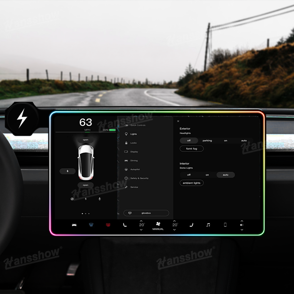 Model 3/Y Screen Ambient Light Center Console Screen Light With Wirele ...