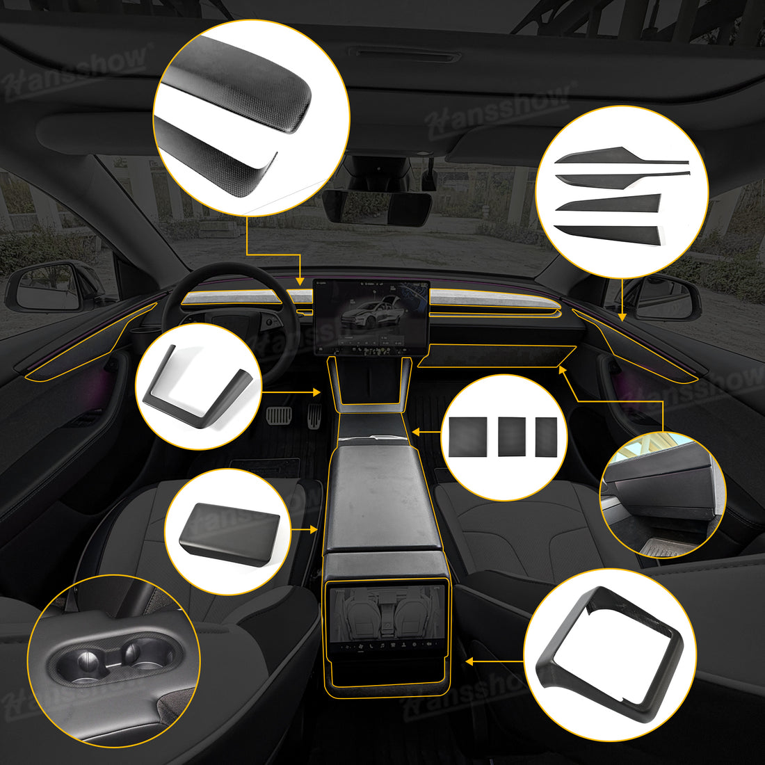 Model Y Juniper Real Carbon Fiber Cover Interior Upgrade Set Protectiv ...