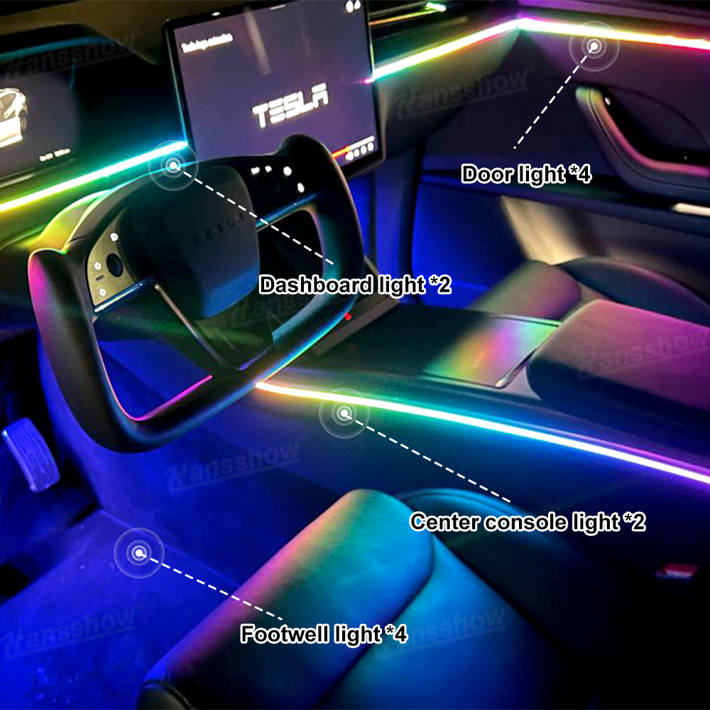 Model X RGB Dynamic Ambient Lighting Neon Lights Interior LED Light Ki ...