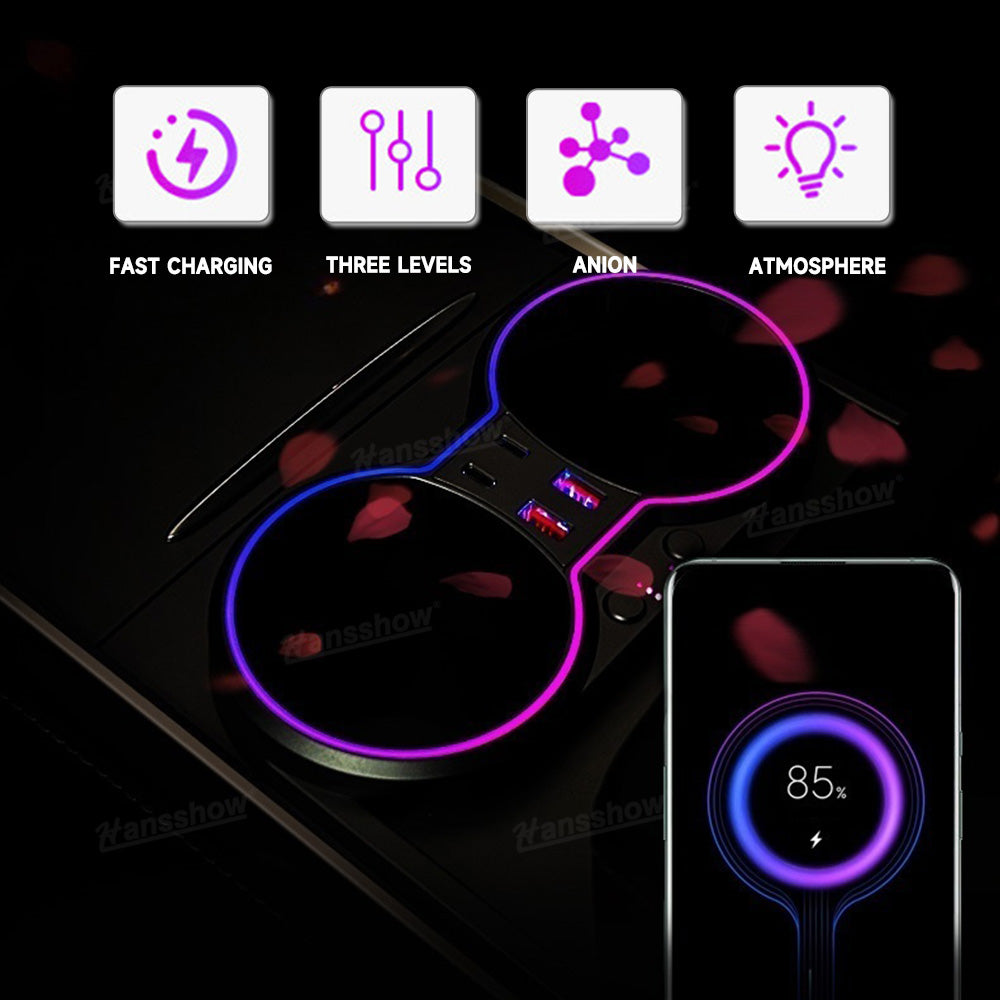 Model Y/3 Center Console Ambient Light with Cup Holder HUB Adapter Kit ...