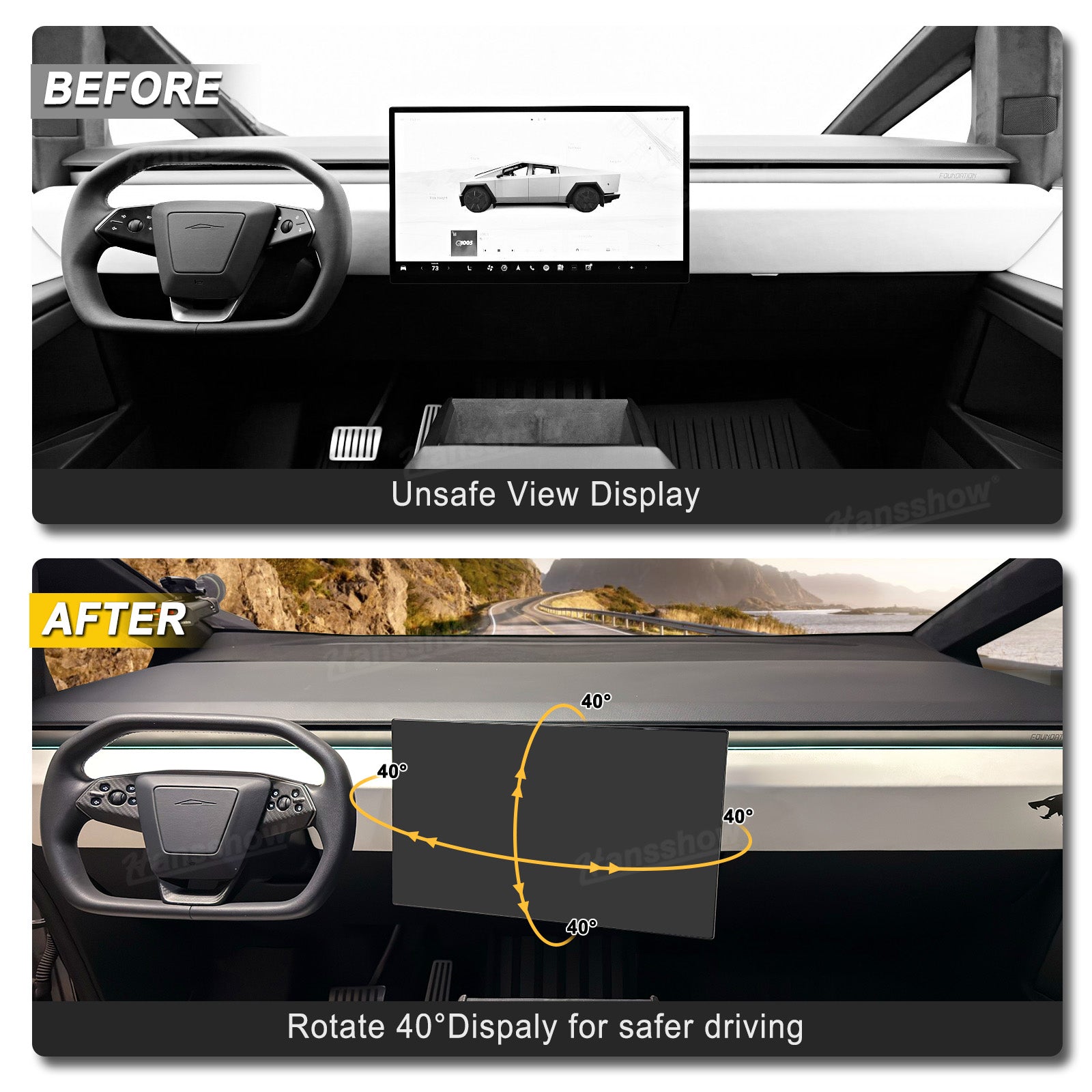 Tesla Cybertruck Swivel Mount kit For Center Console Touch Screen Adju ...