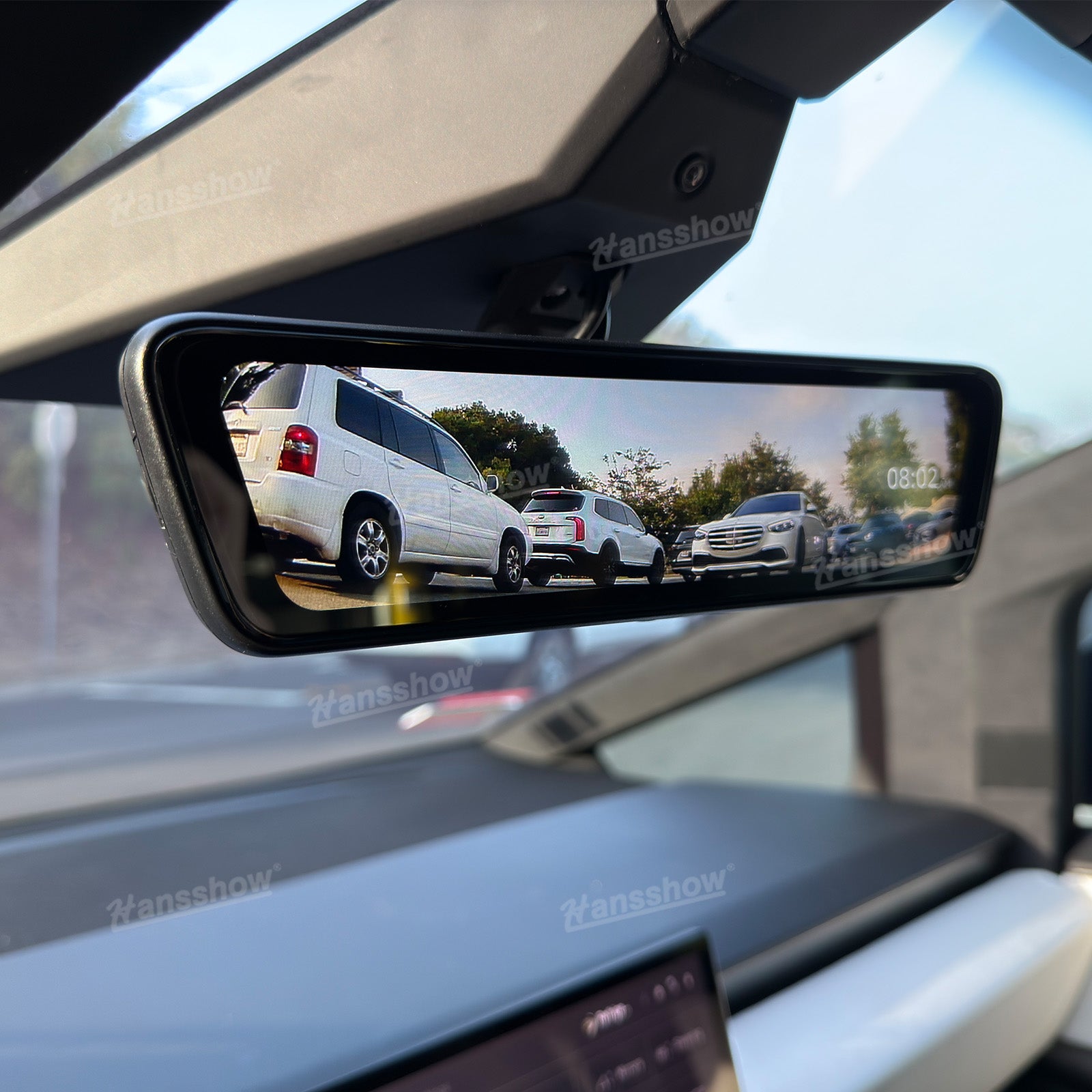 Tesla Cybertruck Media Rearview Mirror 8.2"Dual Channel Recorder Dashc ...
