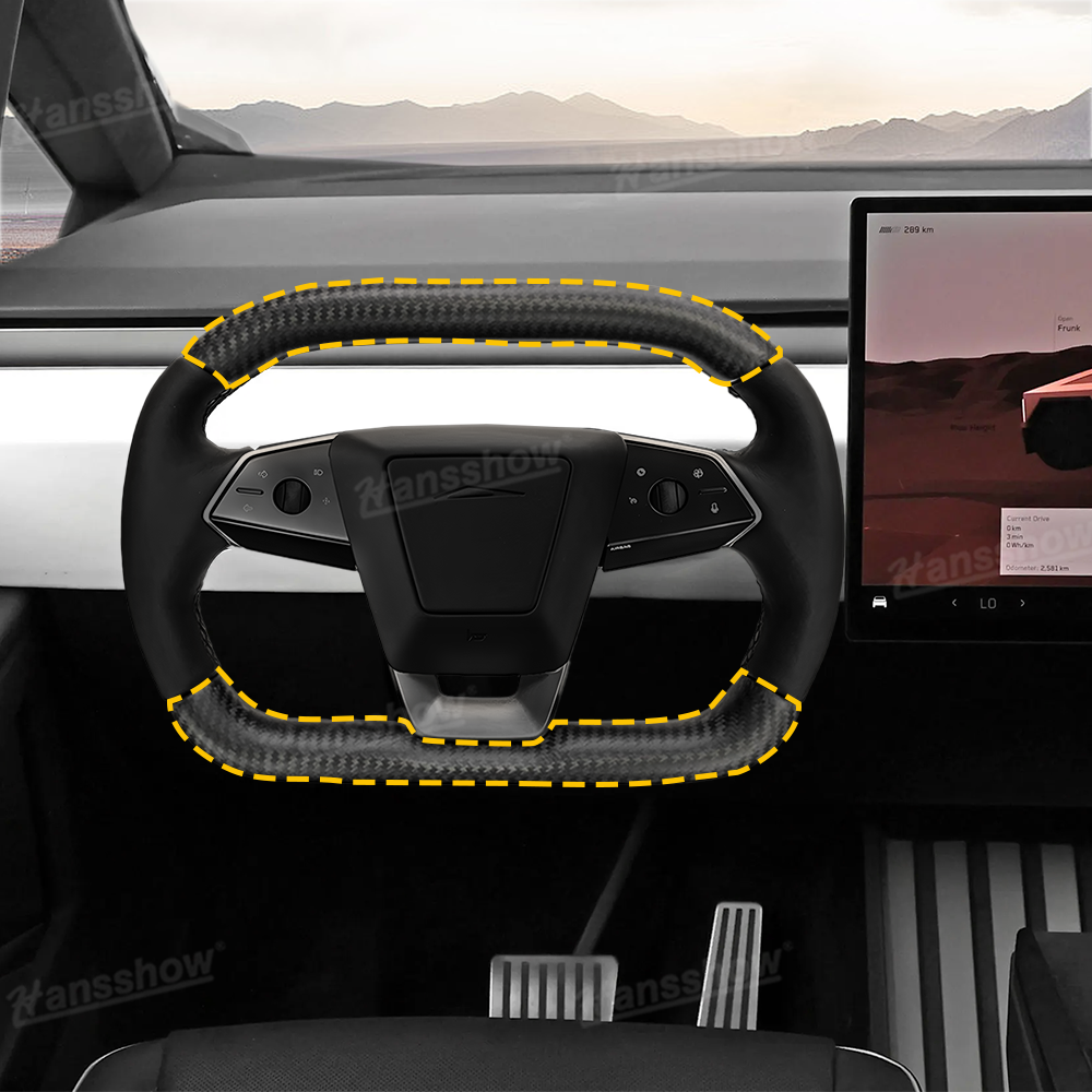 Tesla Cybertruck Steering Wheel Upper Lower Real Carbon Fiber Cap Cove ...