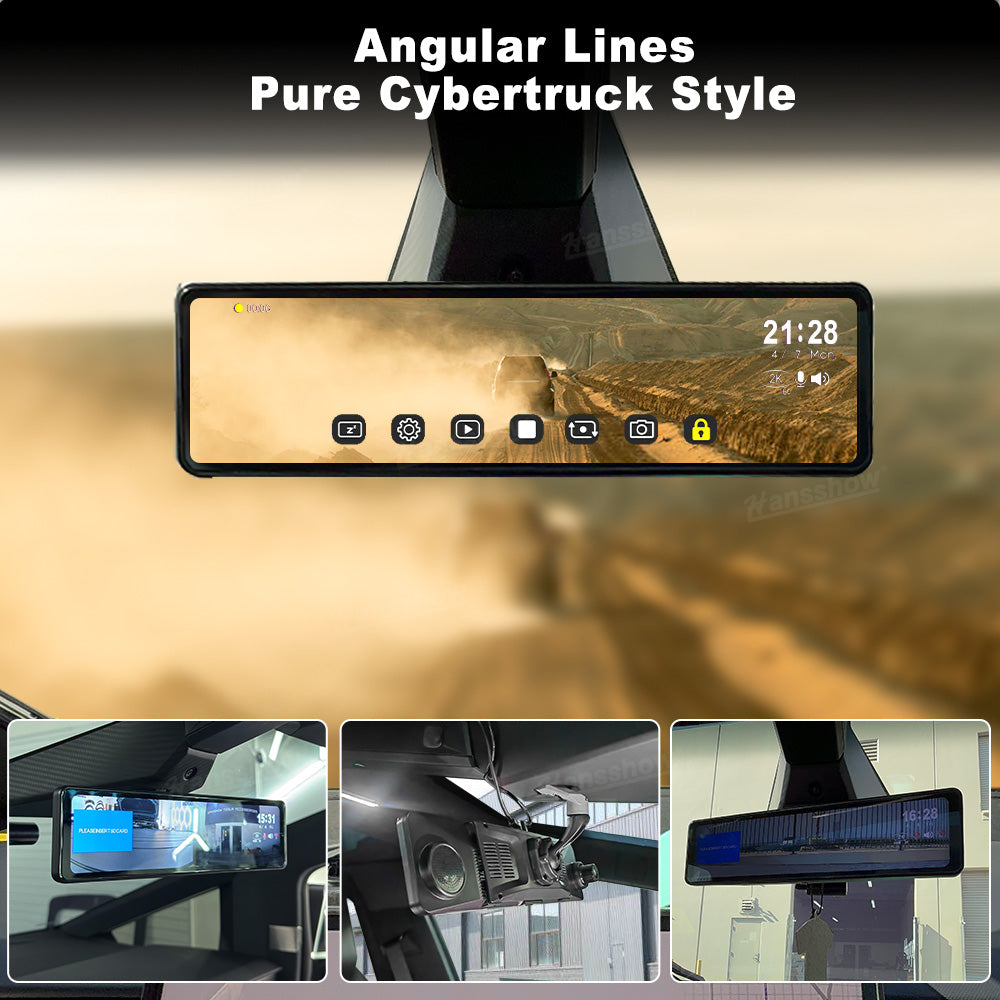 Cybertruck Media Rearview Mirror 12 Inch Live Streaming Recorder Dashc ...