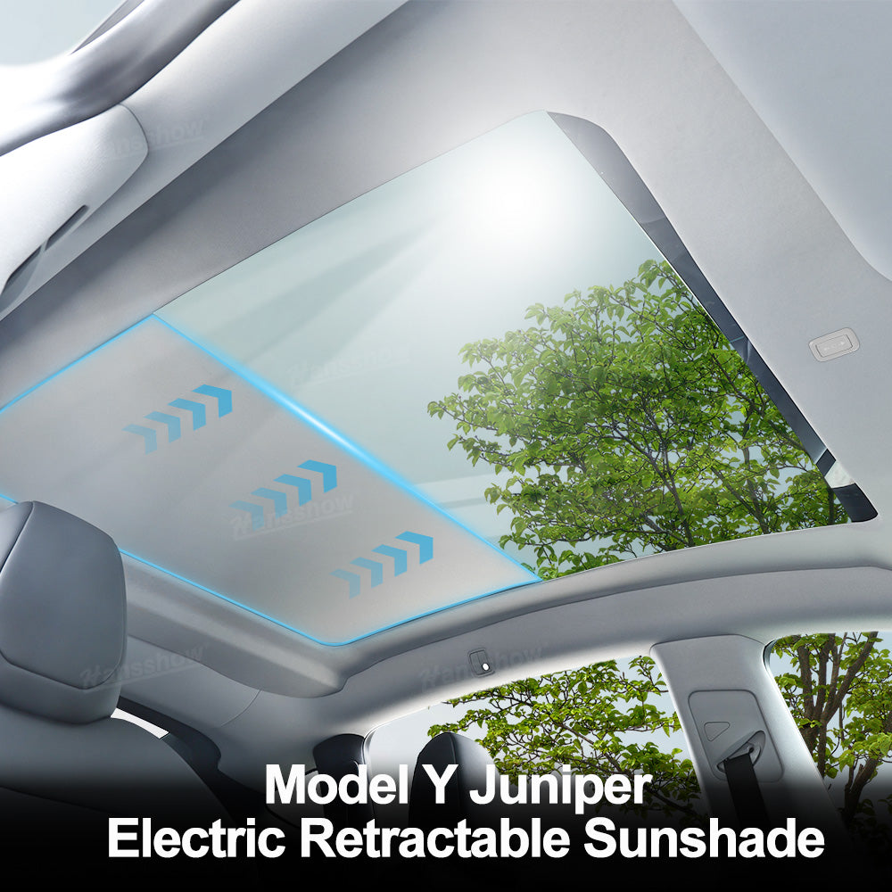 Model Y Juniper Power Sunshade Retractable Glass Roof Sun Shade Voice ...