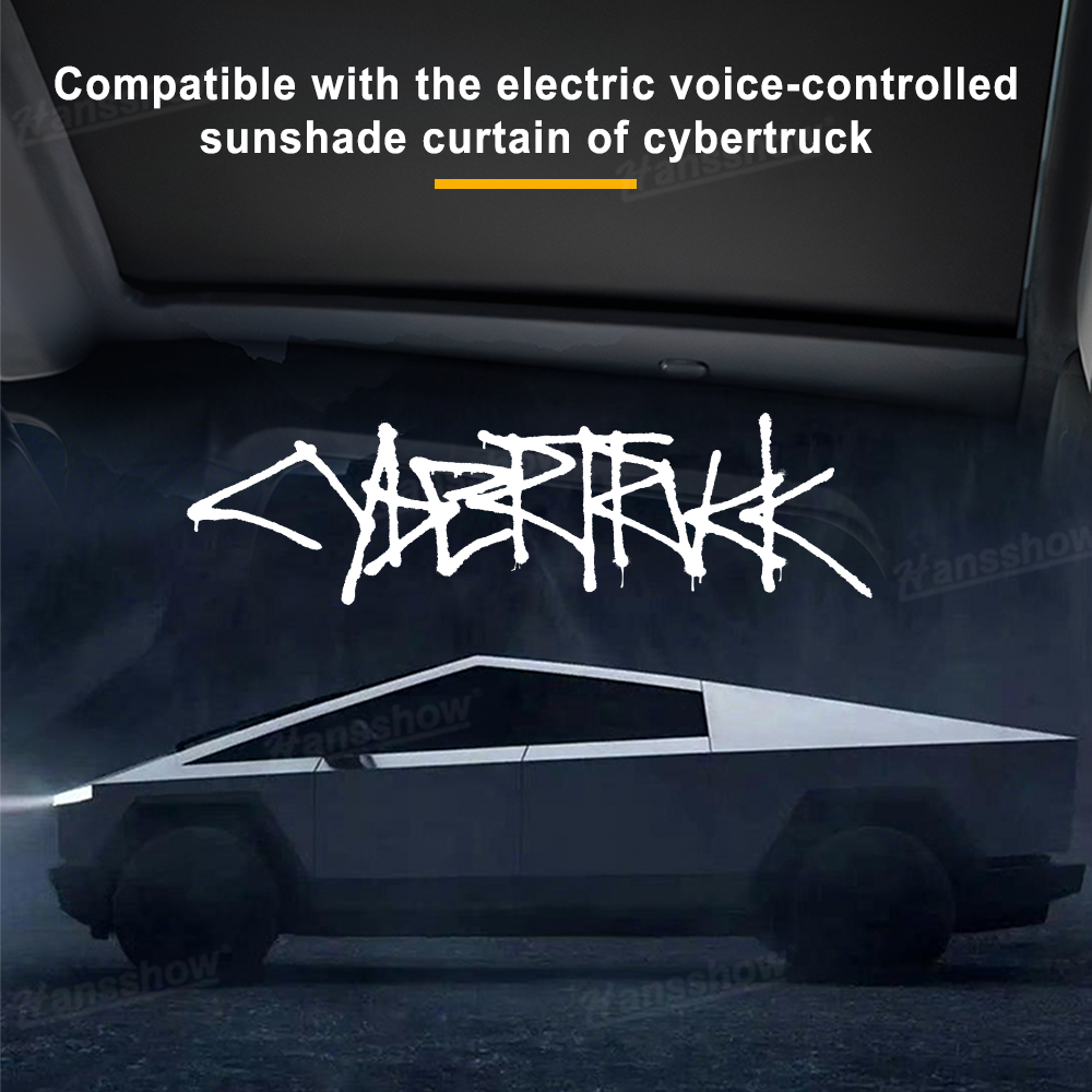 Cybertruck Electric Sunshade 2.0 Frameless Glass Roof Power Sunshade w ...