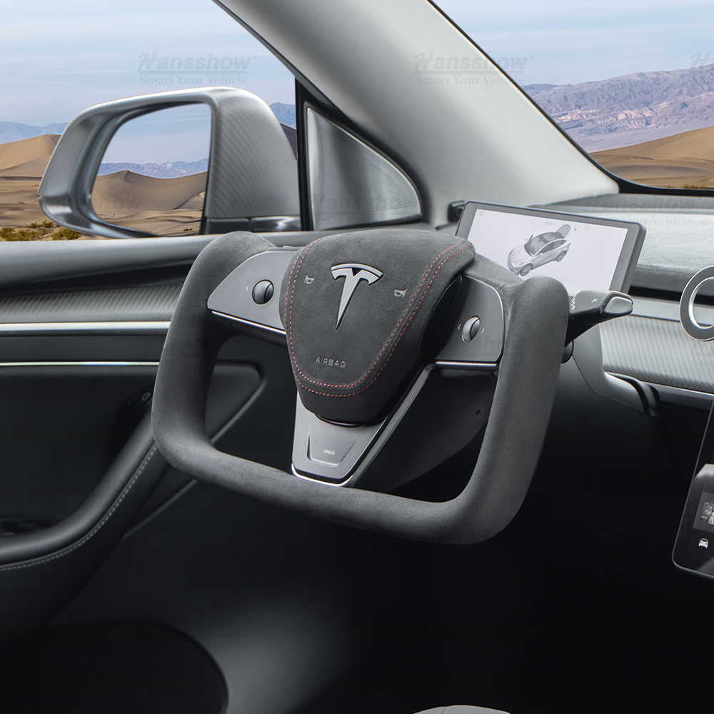 Tesla Model 3/Y Alcantara Black Yoke Steering Wheel Design Inspired by ...