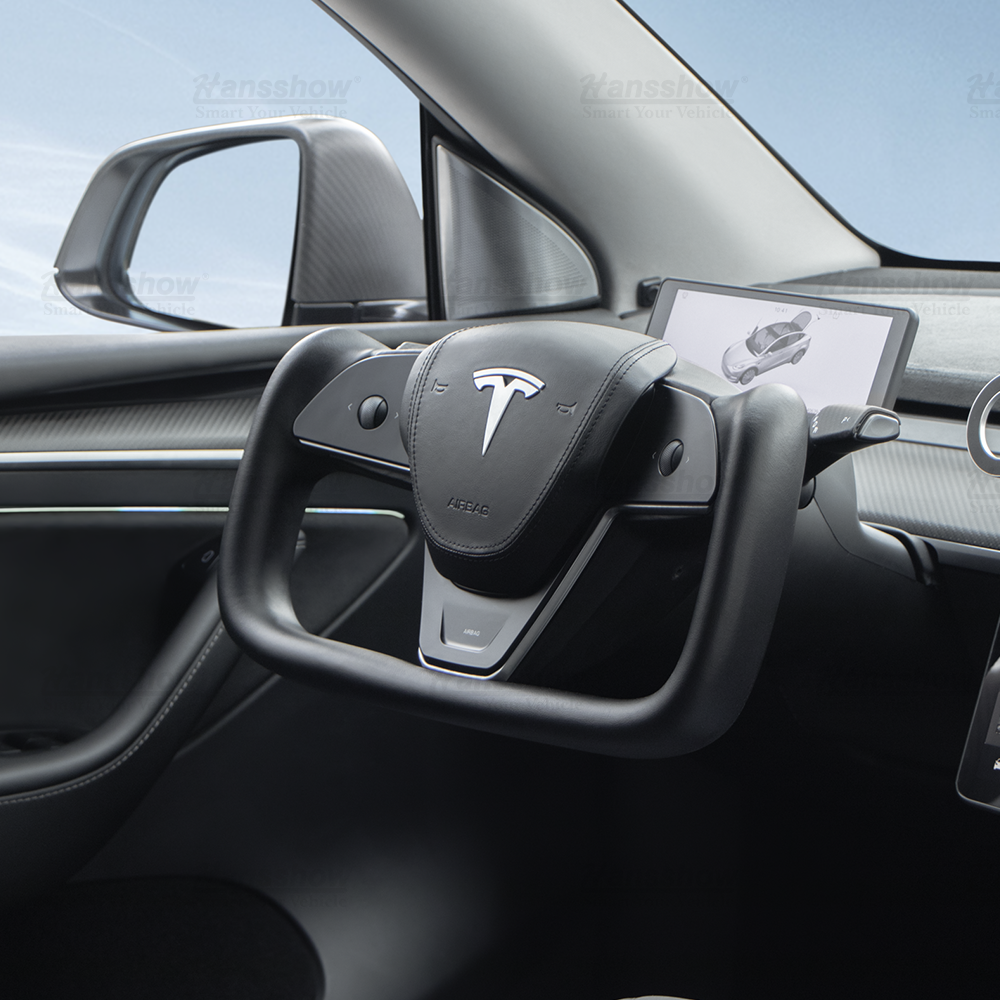 Tesla Model 3/Y Nappa Black Leather Yoke Steering Wheel (Inspired by ...