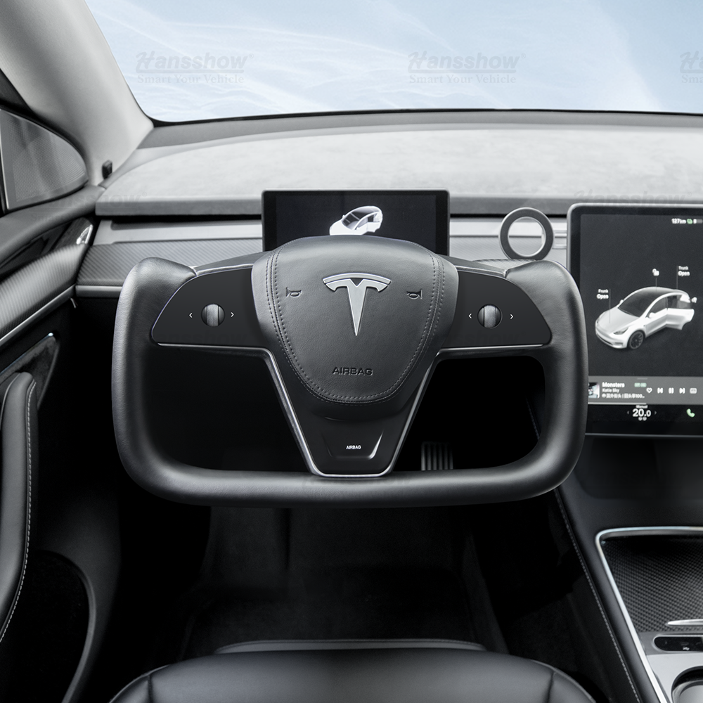 Tesla Model 3/Y Nappa Black Leather Yoke Steering Wheel (Inspired by ...