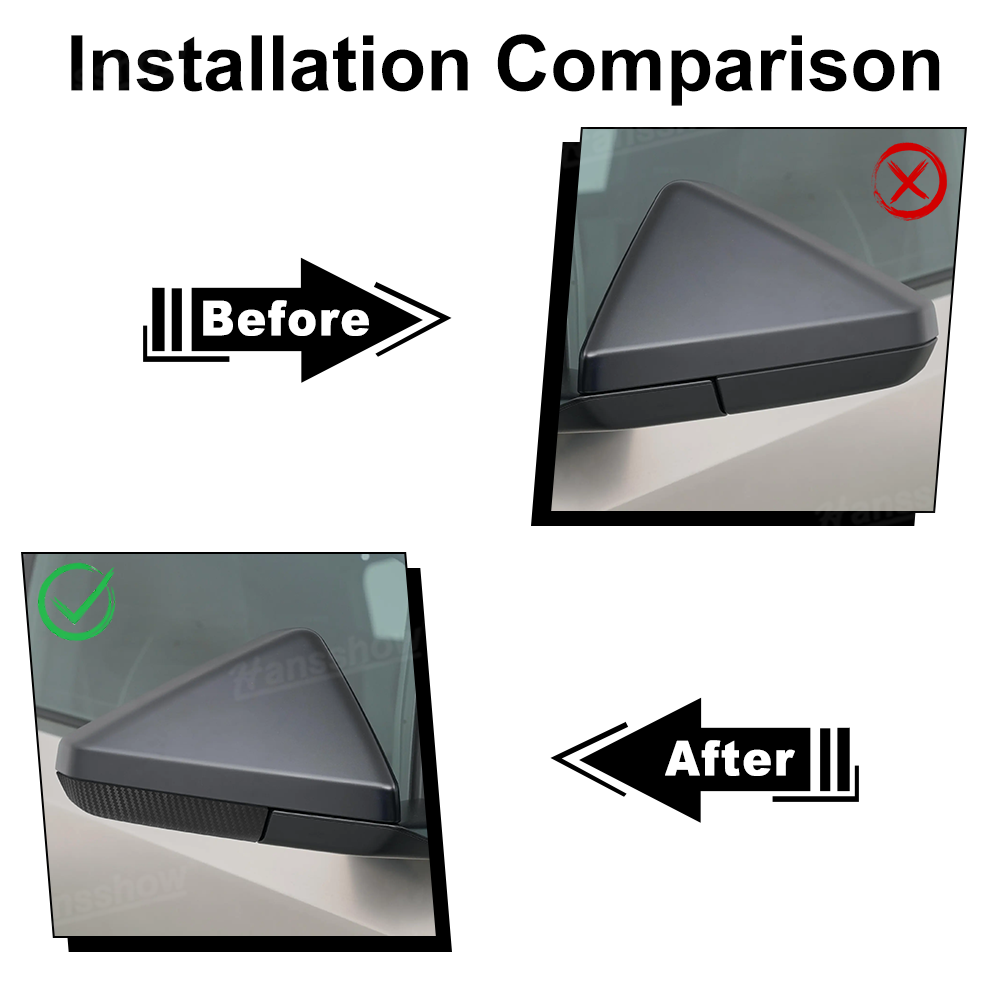 Cybertruck Real Carbon Fiber Side Mirror Lower Cover Caps Left & Right ...