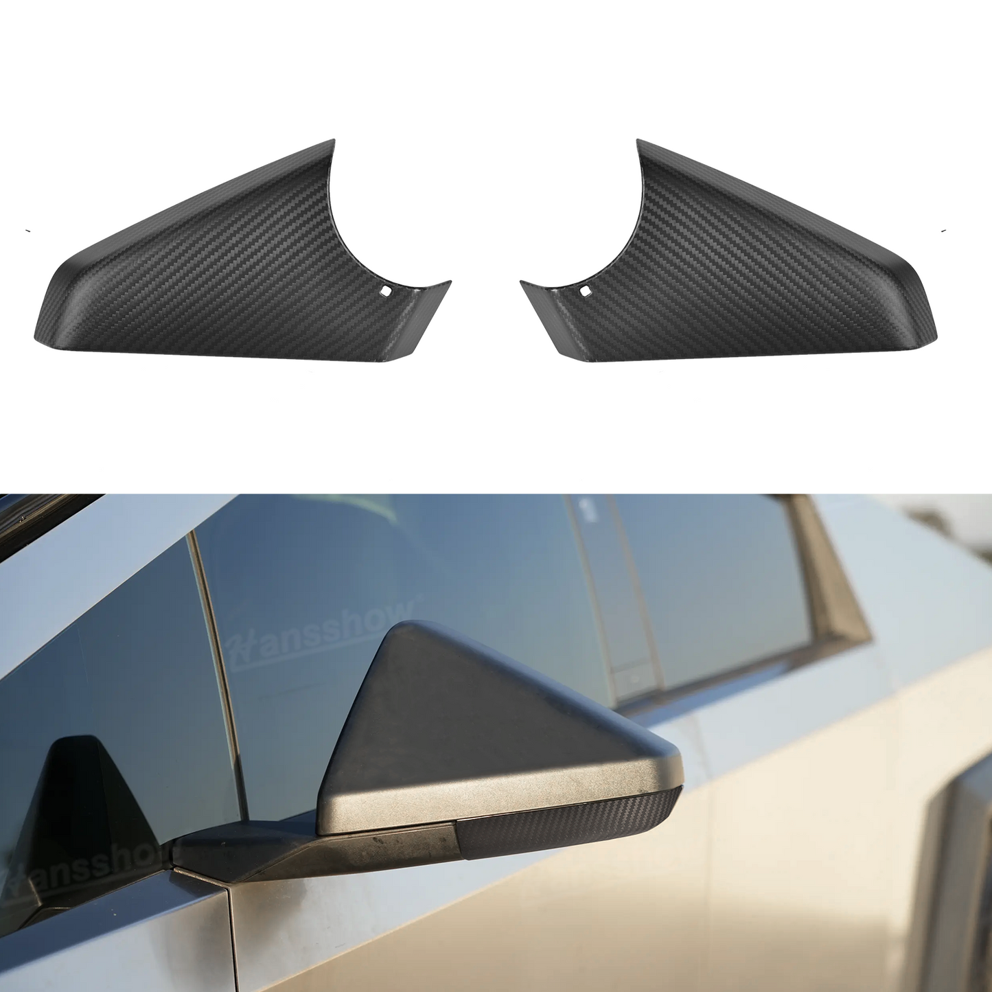 Cybertruck Real Carbon Fiber Side Mirror Lower Cover Caps Left & Right ...