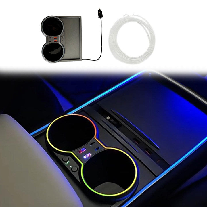 Model Y/3 Center Console Ambient Light with Cup Holder HUB Adapter Kit ...