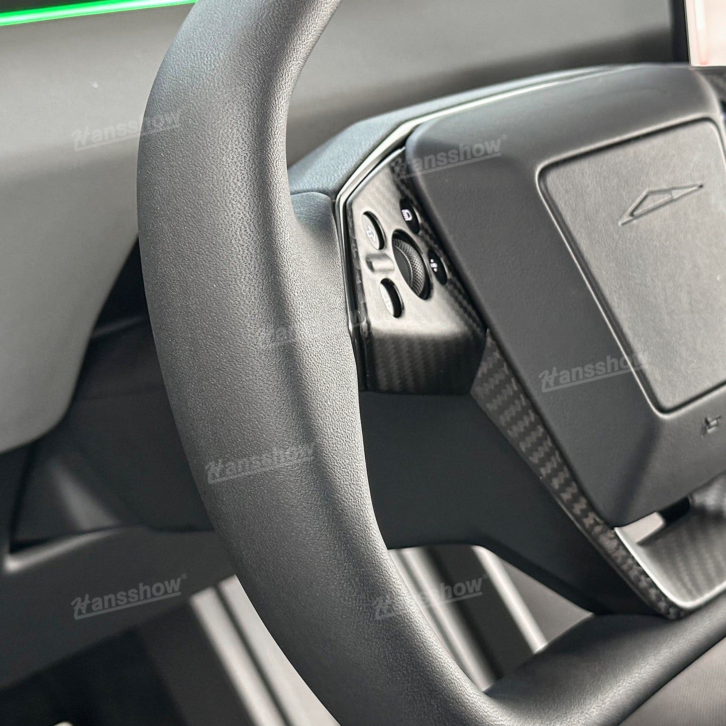 Tesla Cybertruck Steering Wheel Cover Real Carbon Fiber Middle Frame D ...