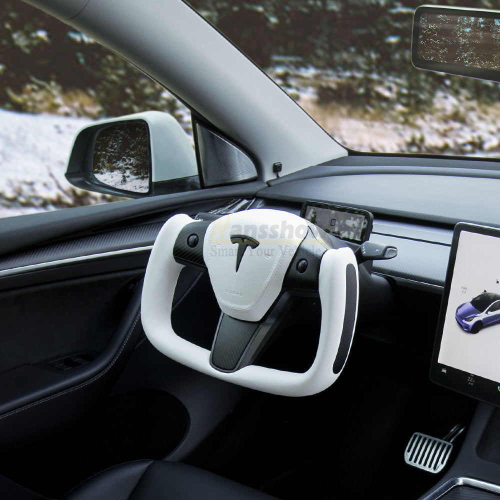 Custom Real Tesla Model 3 Carbon Fiber Steering Wheel|Hansshow