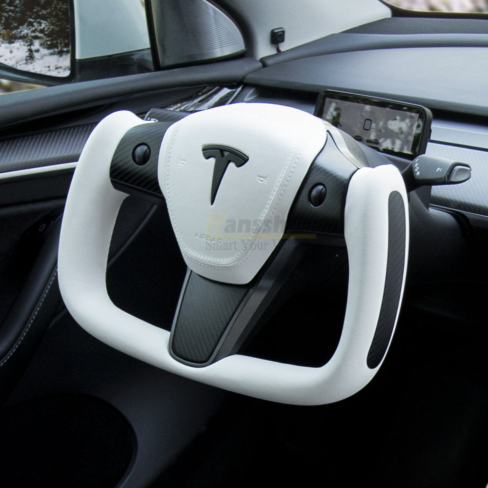 Custom Real Tesla Model 3 Carbon Fiber Steering Wheel|Hansshow
